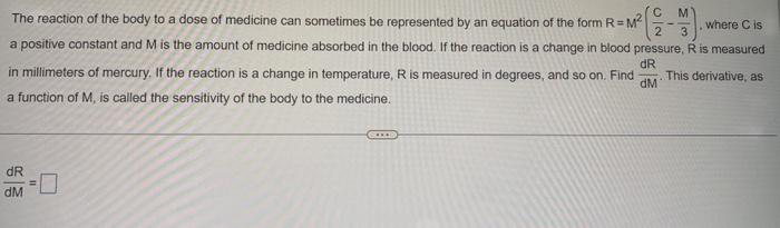Solved The reaction of the body to a dose of medicine can | Chegg.com