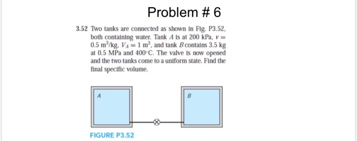 Solved Problem #6 3.52 Two tanks are connected as shown in | Chegg.com