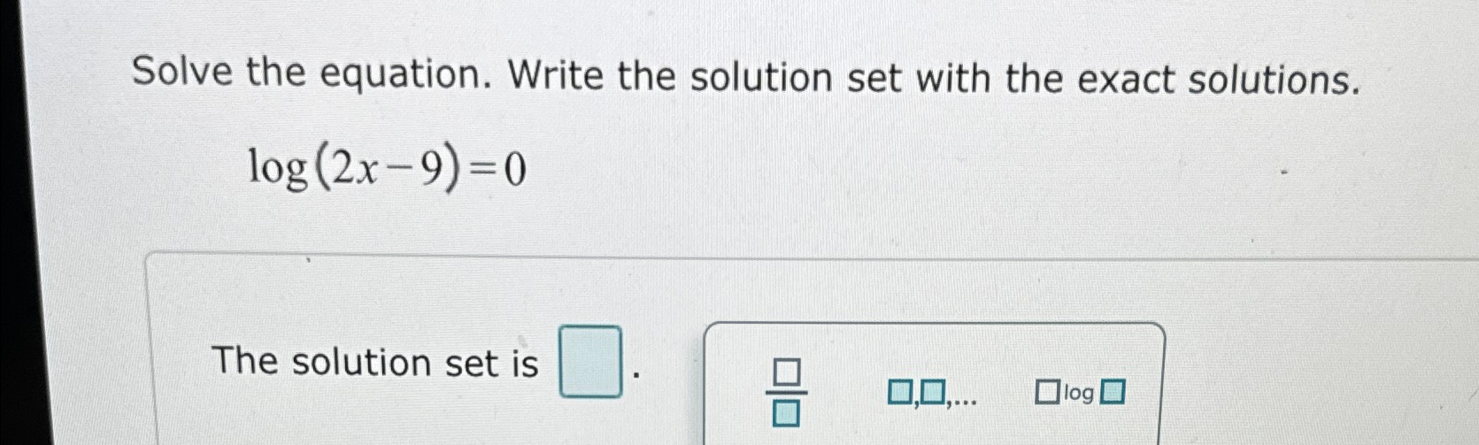 Solved Solve the equation. Write the solution set with the | Chegg.com