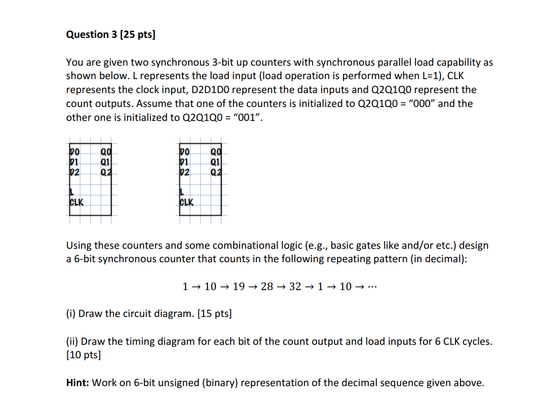 Solved Question 3 [25 ﻿pts] ﻿You are given two synchronous | Chegg.com