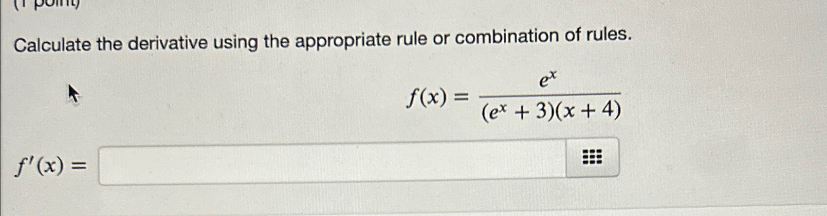 Solved Calculate the derivative using the appropriate rule | Chegg.com
