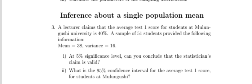 Solved Inference about a single population mean3. ﻿A | Chegg.com