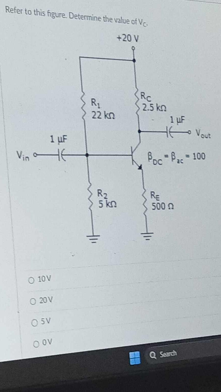 Solved Refer to this figure. Determine the value of VC. 10 V | Chegg.com