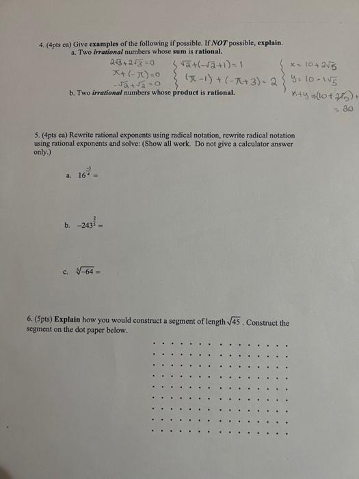 Solved 4. (4pts ea) Give examples of the following if | Chegg.com