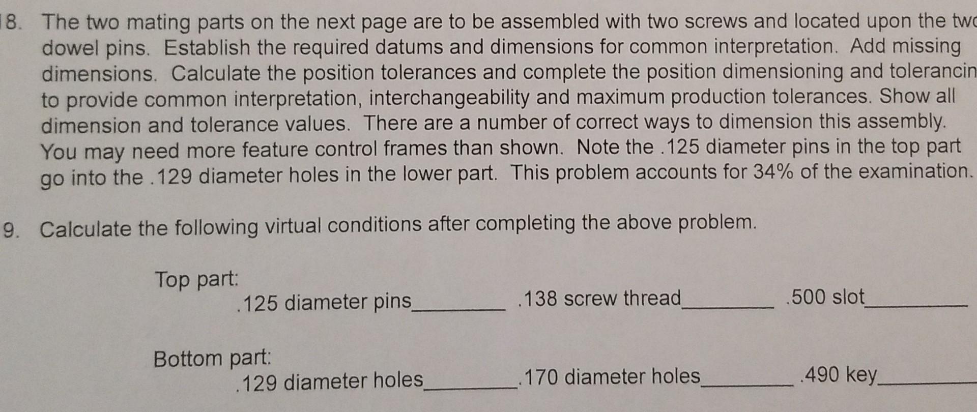 Solved 18. The two mating parts on the next page are to be | Chegg.com