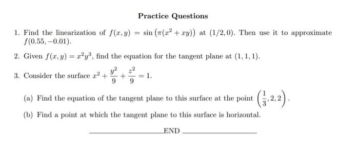 Solved Practice Questions 1. Find the linearization of | Chegg.com