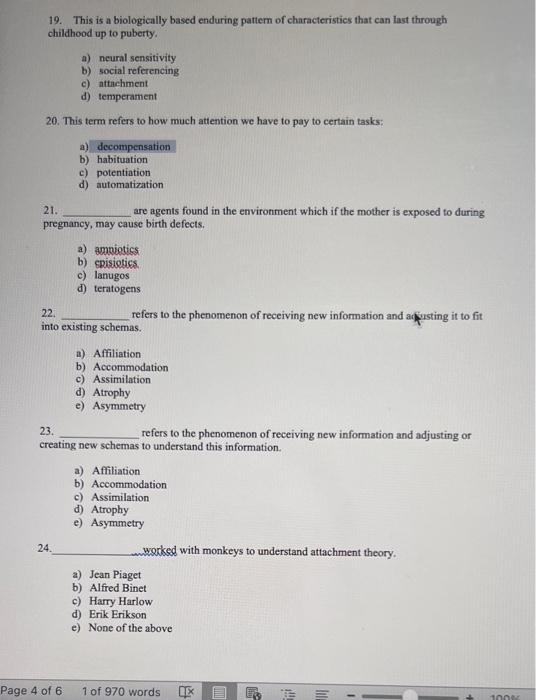 Solved 19. This is a biologically based enduring pattern of | Chegg.com