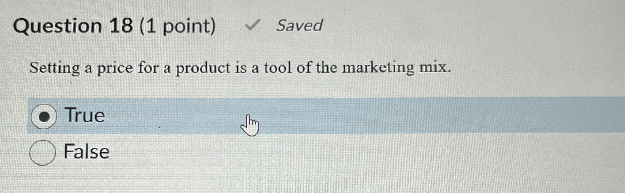 Solved Question 18 (1 ﻿point) ﻿SavedSetting a price for a | Chegg.com