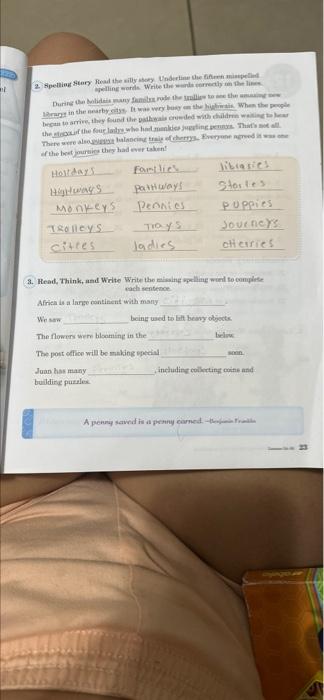 el 2. Spelling Story Read the silly story. Underline | Chegg.com