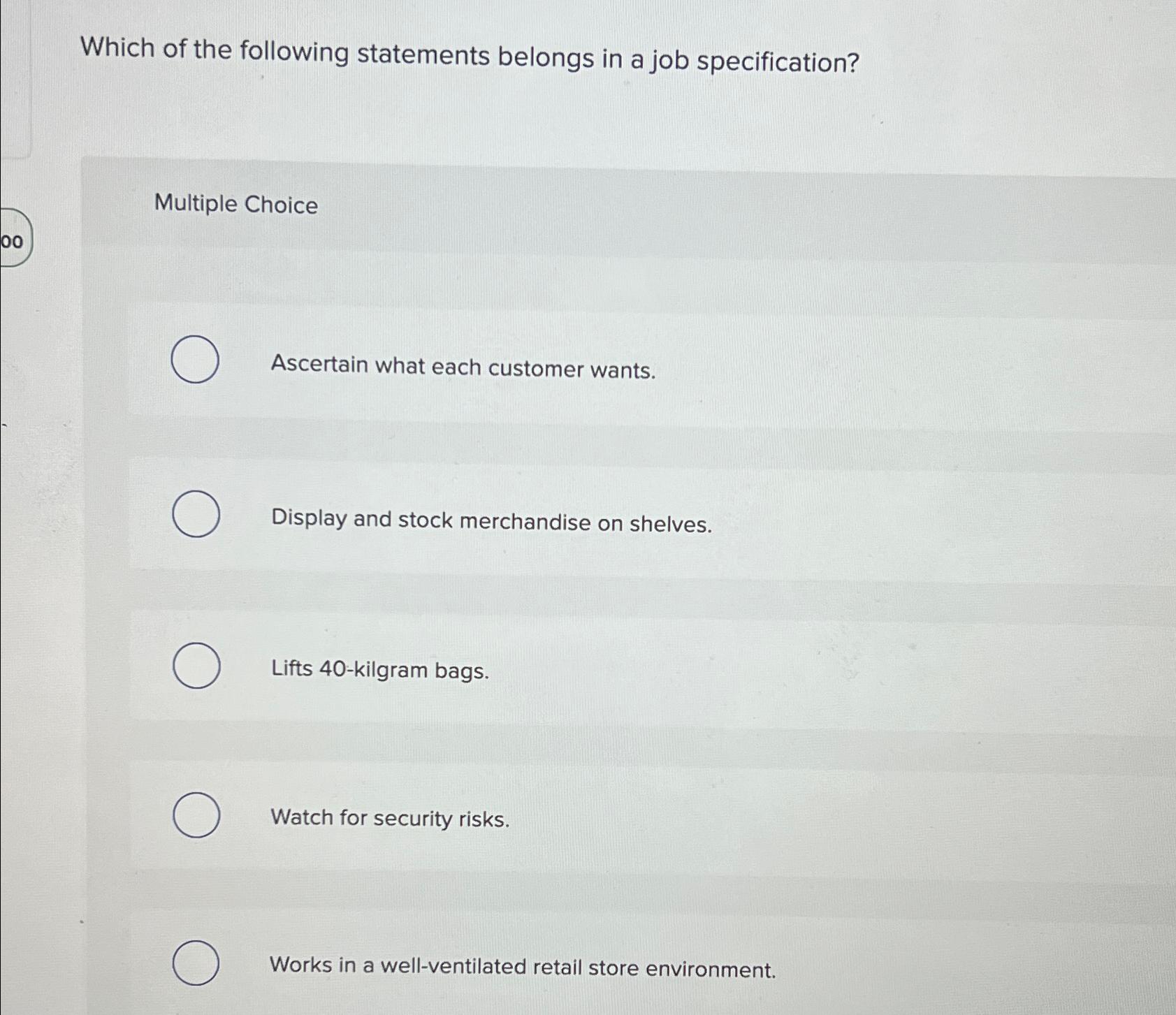 Solved Which of the following statements belongs in a job | Chegg.com