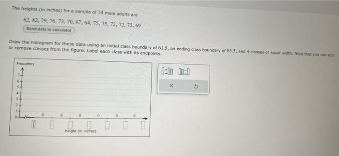 The heights (in inches) for a sample of 14 male | Chegg.com