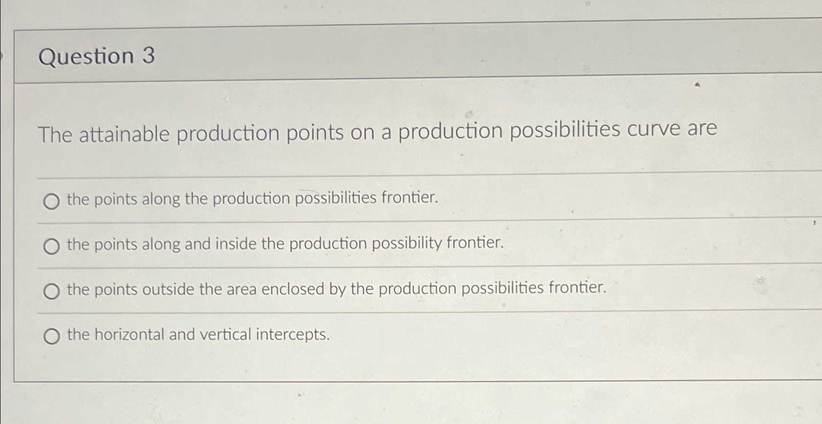 Solved Question 3The attainable production points on a | Chegg.com