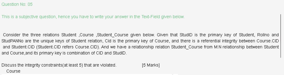 Solved Consider the three relations Student, Course | Chegg.com
