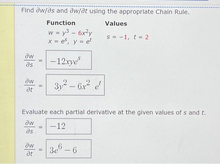 Solved Find aw/as and aw/at using the appropriate Chain | Chegg.com