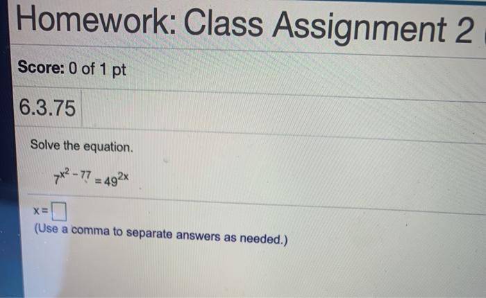 Solved Homework Class Assignment 2 Score 0 Of 1 Pt 6375 