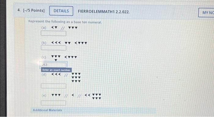 Represent the following as a base ten numeral. | Chegg.com