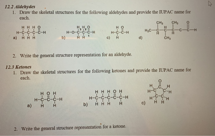 Solved 12.2 Aldehydes 1. Draw the skeletal structures for | Chegg.com