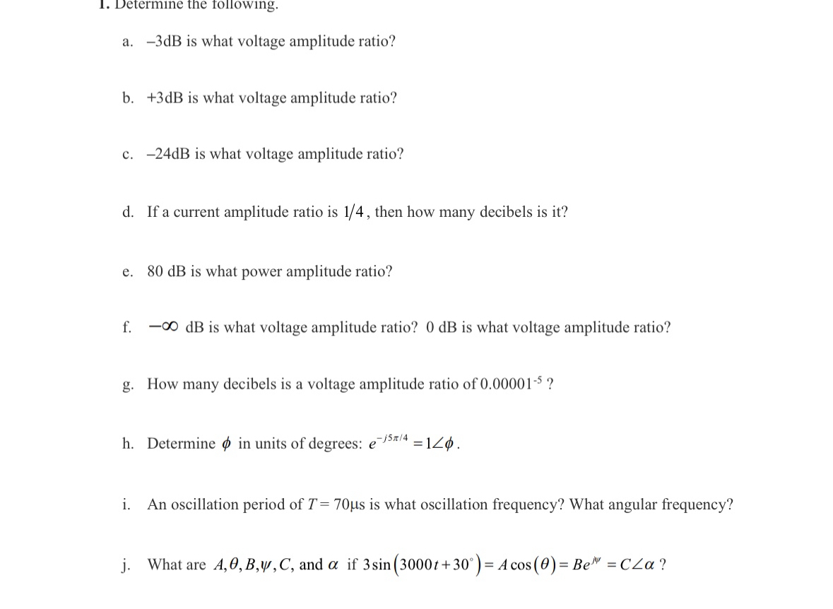 Solved Determine the following.a. -3dB ﻿is what voltage | Chegg.com