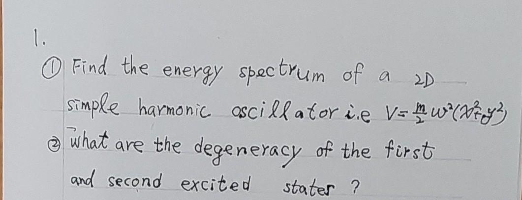 Solved (1) Find the energy spectrum of a 2D simple harmonic | Chegg.com