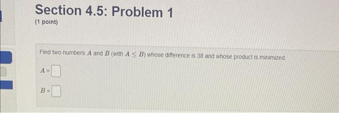 Solved Find two numbers A and B (with A≤B ) Whose difference | Chegg.com