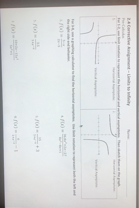 Solved 24 Corrective Assignment Limits To Infinity Name 