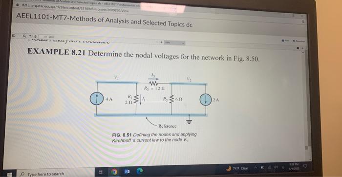 Solved EXAMPLE 8.21 Determine the nodal voltages for the | Chegg.com