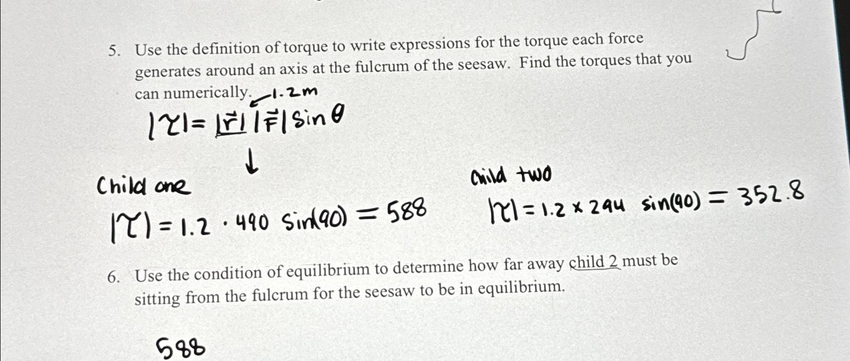 Use the definition of torque to write expressions for | Chegg.com