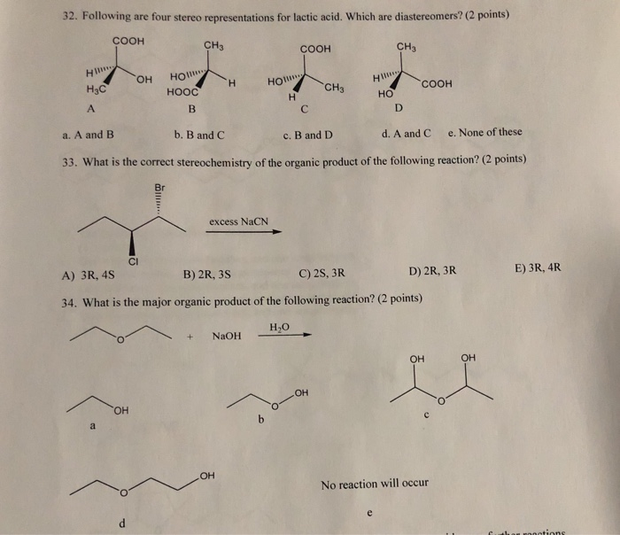 Solved 32. Following are four stereo representations for | Chegg.com