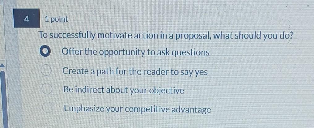 1 point To successfully motivate action in a | Chegg.com