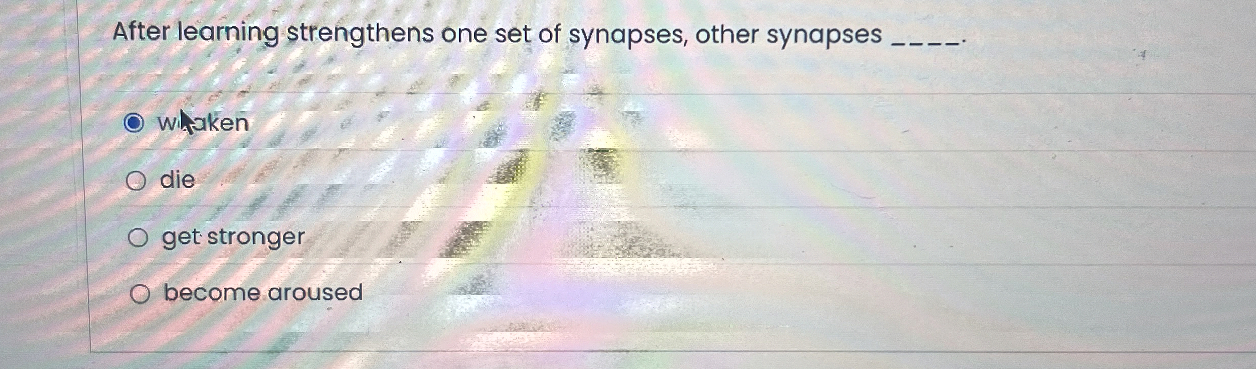 Solved After learning strengthens one set of synapses, other | Chegg.com