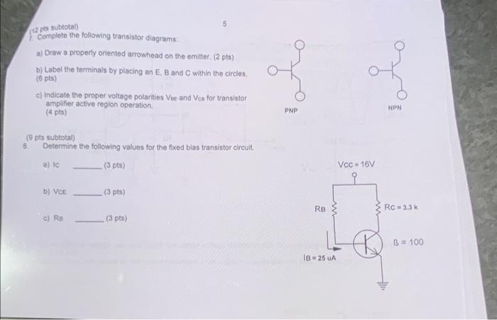 Solved (12 pts subtotal) 5 f. Complete the following | Chegg.com