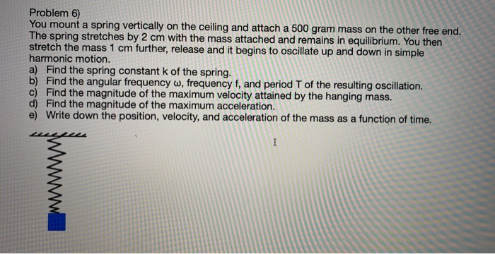 Solved Problem 6) You mount a spring vertically on the | Chegg.com