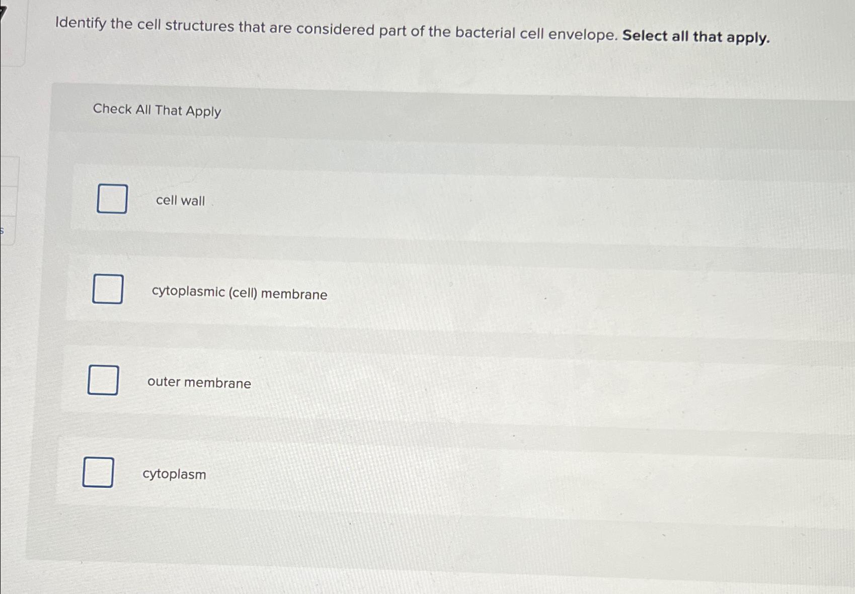 Solved Identify the cell structures that are considered part | Chegg.com