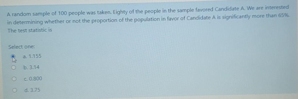 Solved A random sample of 100 people was taken. Eighty of | Chegg.com