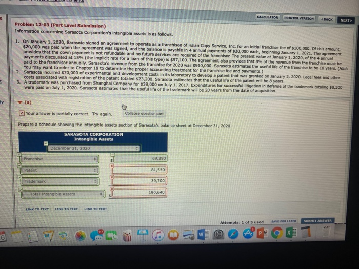 Solved CALCULATOR PRINTER VERSION BACK NEXT Problem 12-03 | Chegg.com