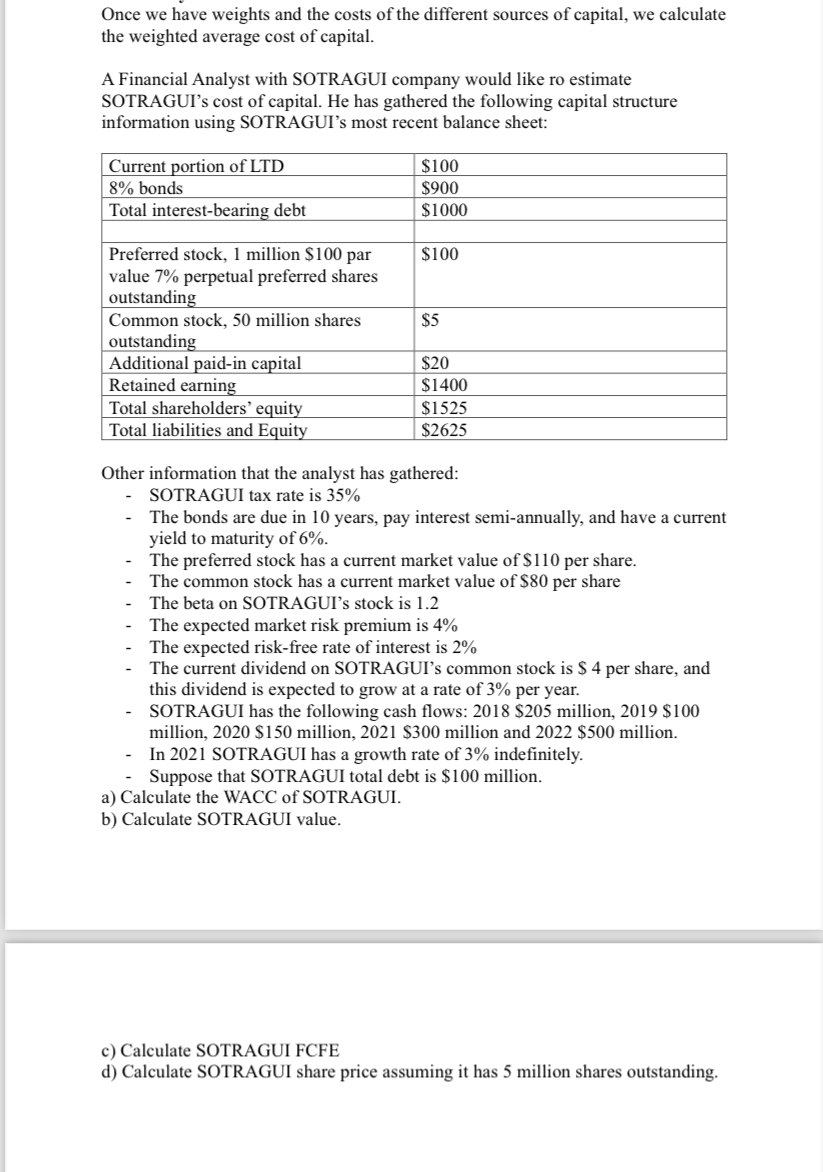 Solved Once we have weights and the costs of the different | Chegg.com