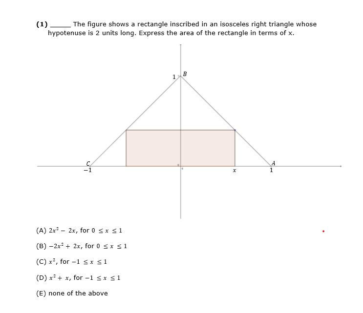 Solved (1) ﻿The figure shows a rectangle inscribed in an | Chegg.com