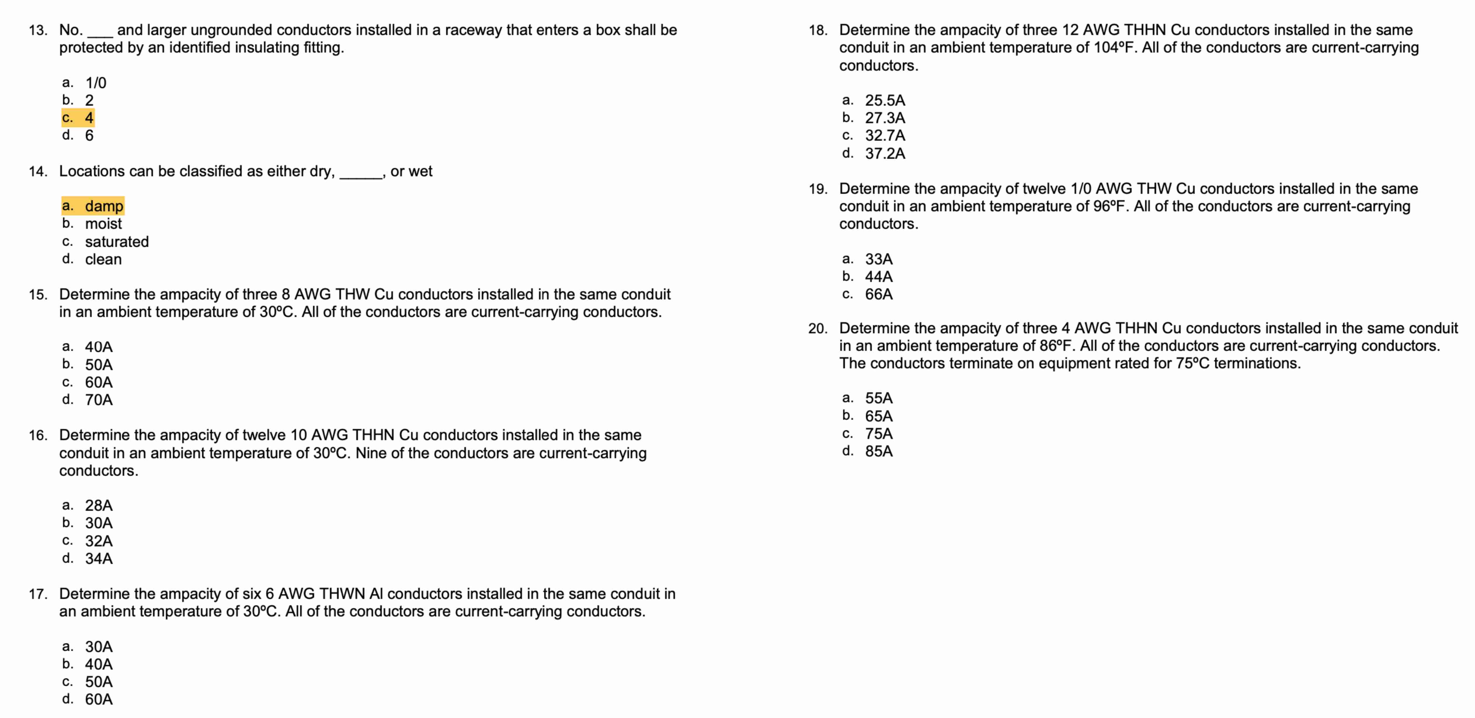 Solved Determine the ampacity of three 8 ﻿AWG THW Cu | Chegg.com