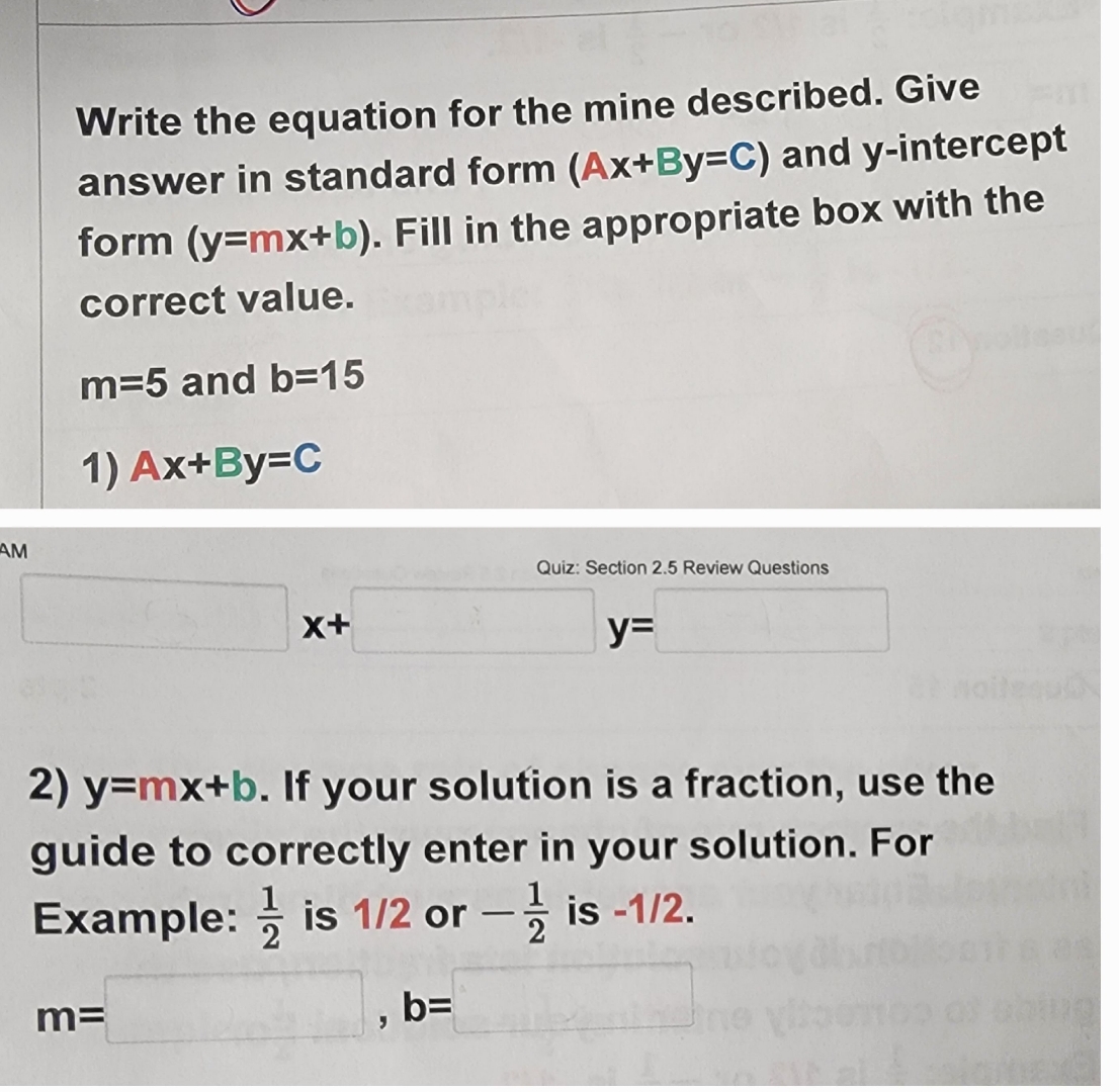 Solved Write the equation for the mine described. Give | Chegg.com