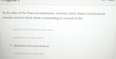 Solved At the date of the financial statements, common stock | Chegg.com