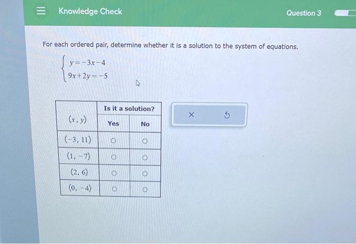 Solved For each ordered pair, determine whether it is a | Chegg.com