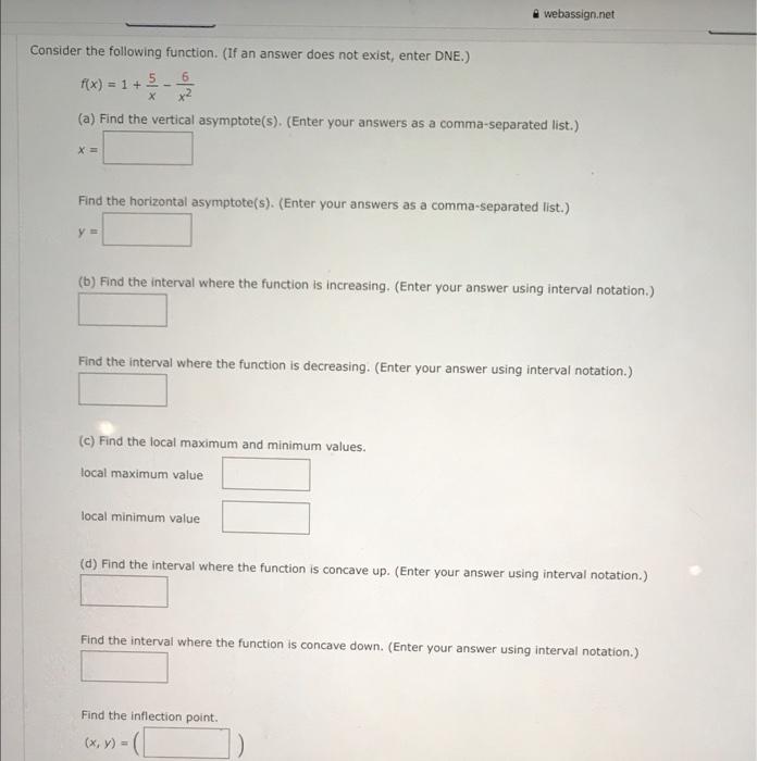 Solved webassign.net Consider the following function. (If an | Chegg.com