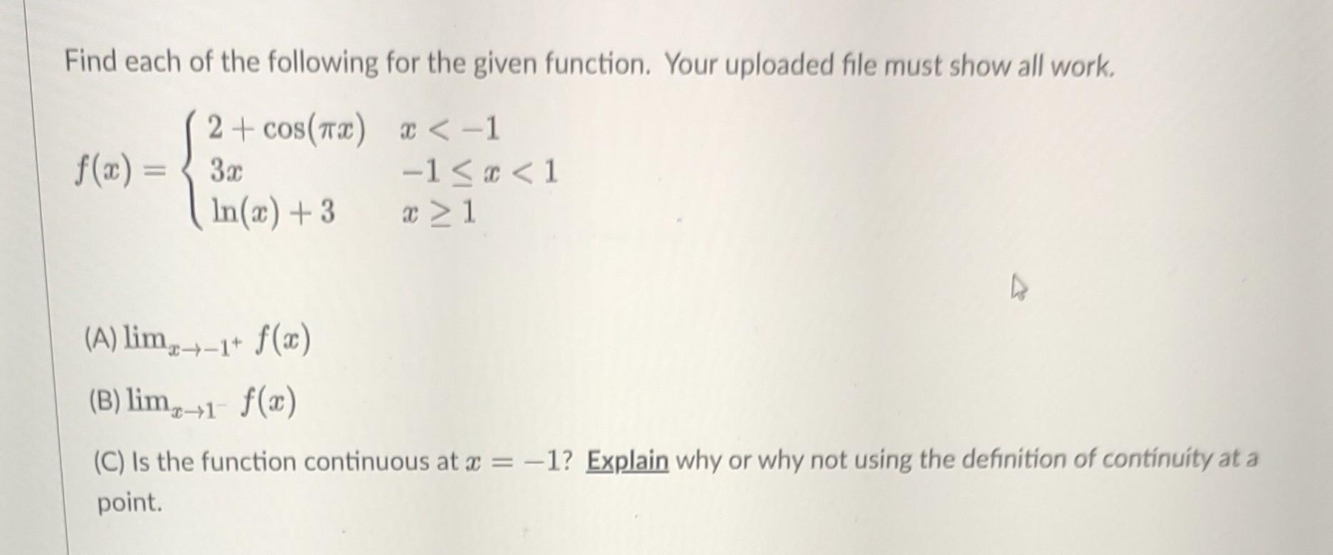 Solved Find each of the following for the given function. | Chegg.com