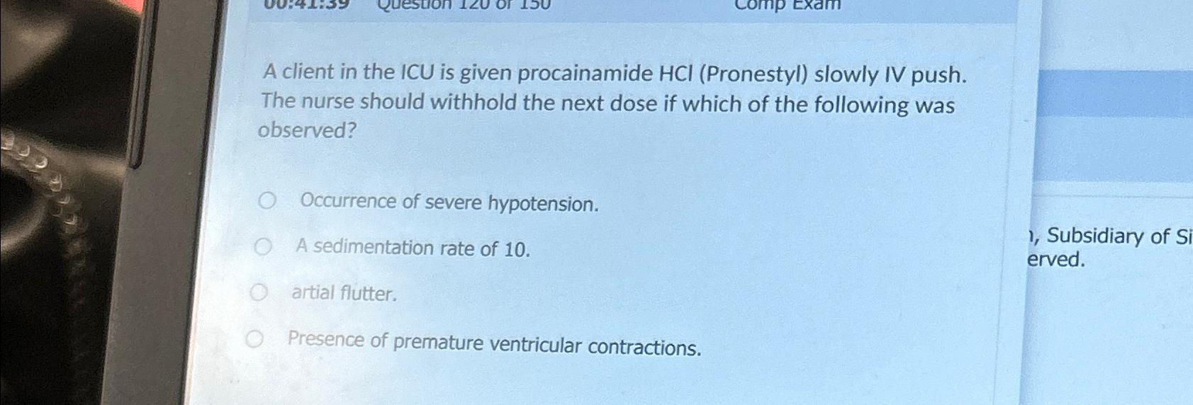 Solved A client in the ICU is given procainamide | Chegg.com