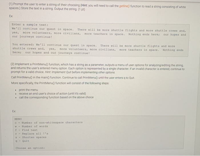 Solved goal : (implement a few stand-alone functions to | Chegg.com