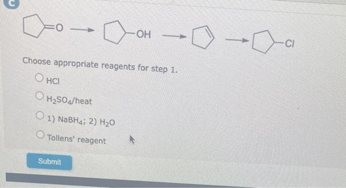 Solved FO OH → Choose appropriate reagents for step 1. OHCI | Chegg.com