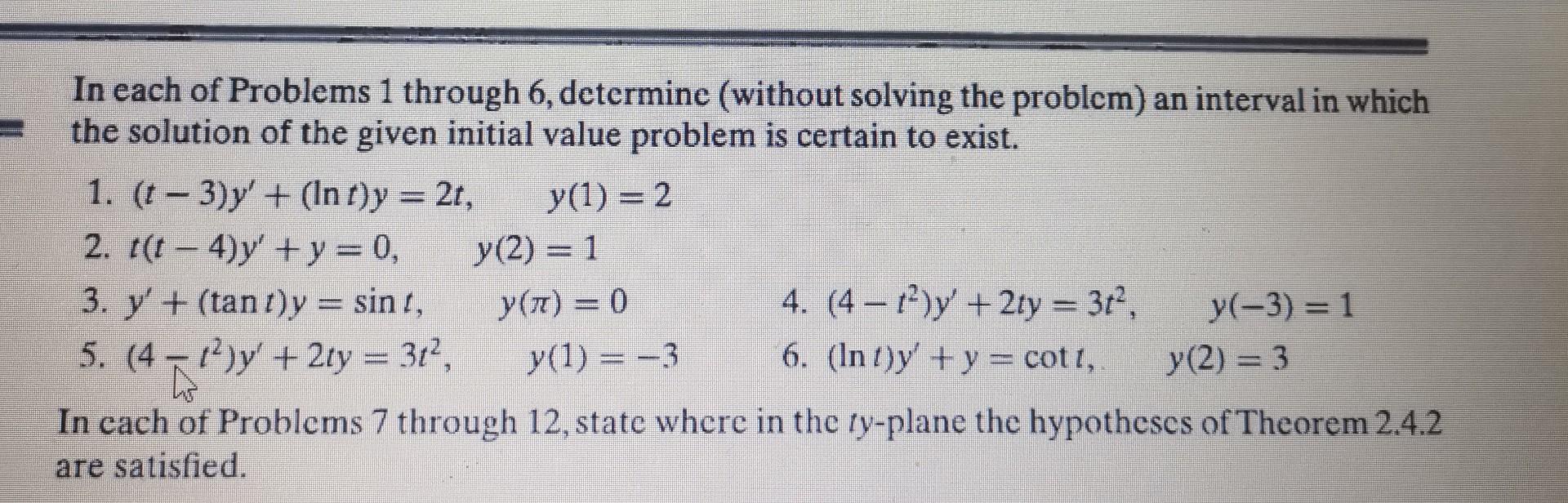 Solved In each of Problems 1 through 6, determine (without | Chegg.com