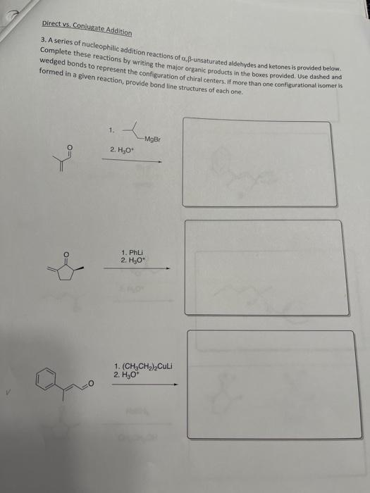 Solved Direct vs. Conjugate Addition 3. A series of | Chegg.com