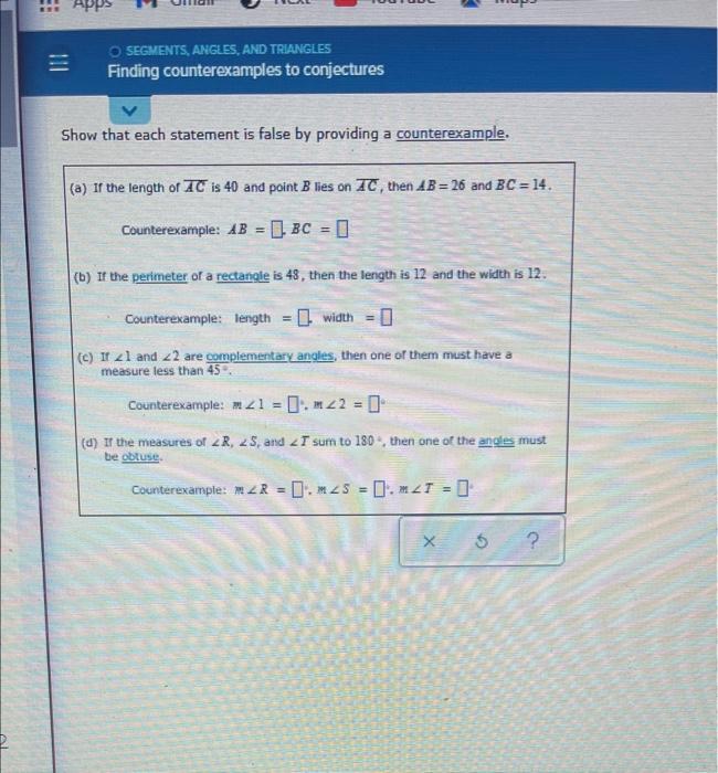 Solved APPS SEGMENTS, ANGLES, AND TRIANGLES Finding | Chegg.com