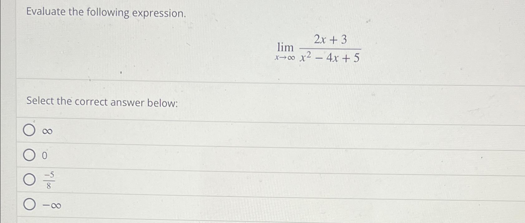 Solved Evaluate the following | Chegg.com